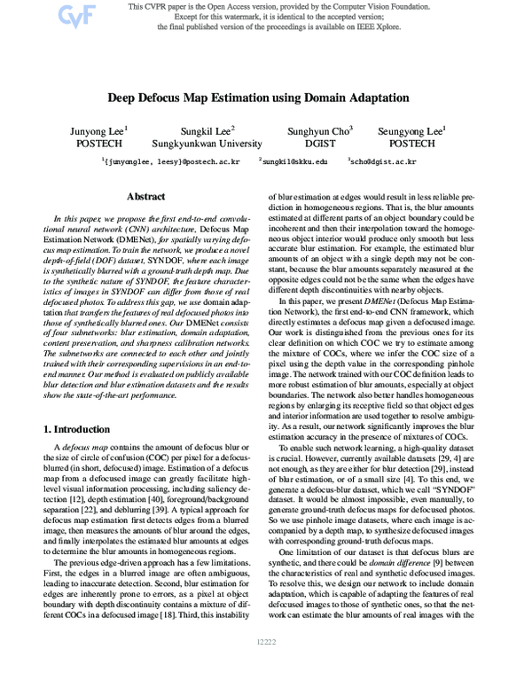 Pdf Deep Defocus Map Estimation Using Domain Adaptation 7994