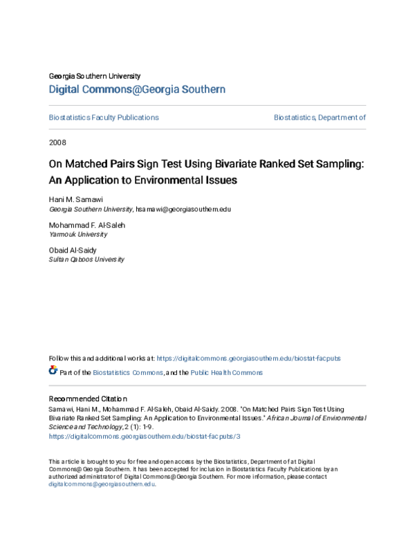 (PDF) On the matched pairs sign test using bivariate ranked set ...