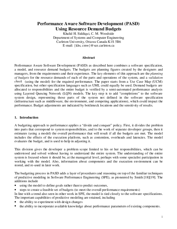 (PDF) Performance aware software development (PASD) using resource demand budgets