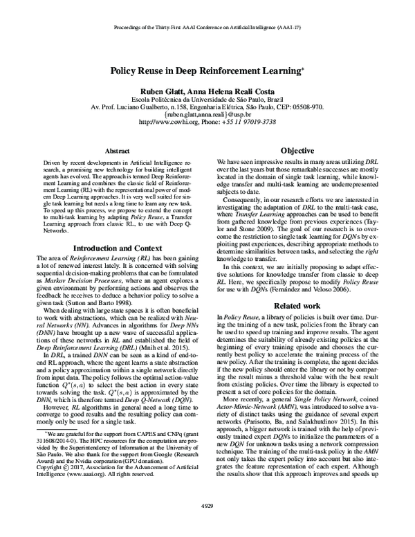 (PDF) Policy Reuse in Deep Reinforcement Learning