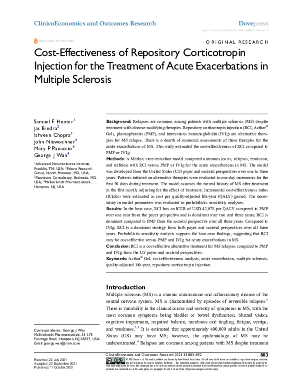 (PDF) Cost-Effectiveness of Repository Corticotropin Injection for the ...