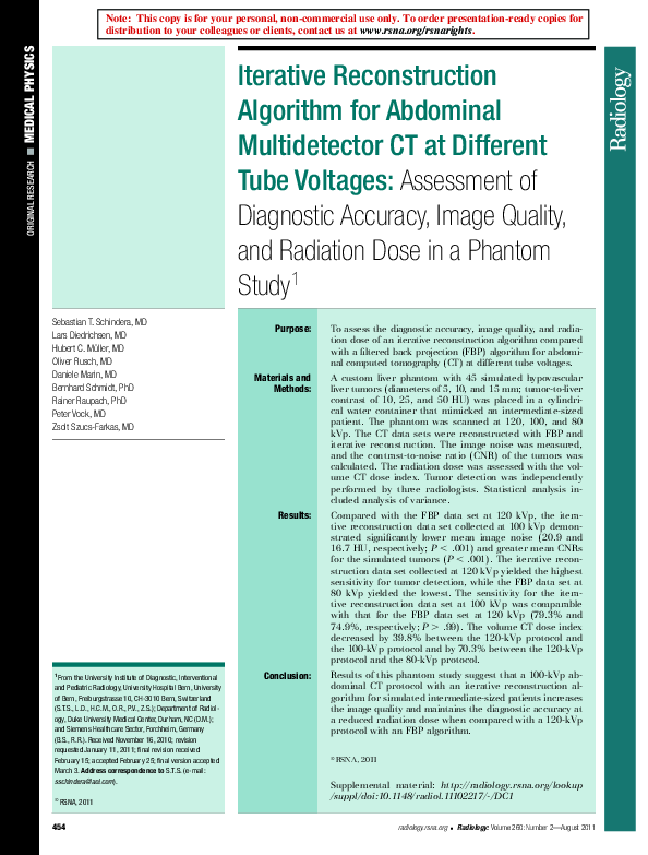 Pdf Iterative Reconstruction Algorithm For Abdominal Multidetector Ct