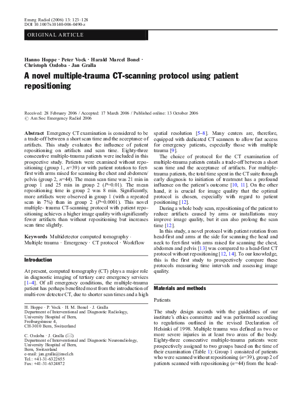 (PDF) A novel multiple-trauma CT-scanning protocol using patient ...