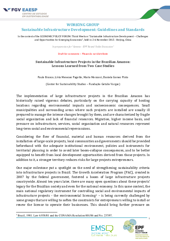 (PDF) Sustainable Infrastructure Development: Guidelines and Standards