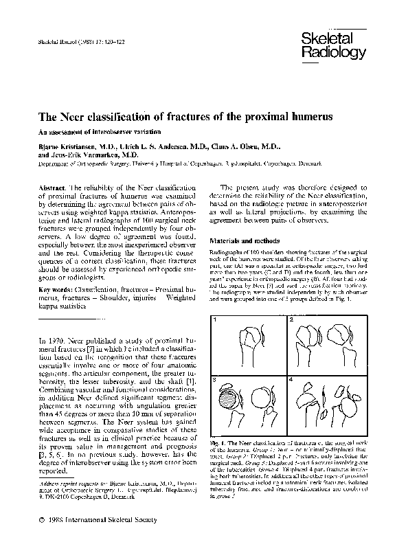 (PDF) The Neer classification of fractures of the proximal humerus