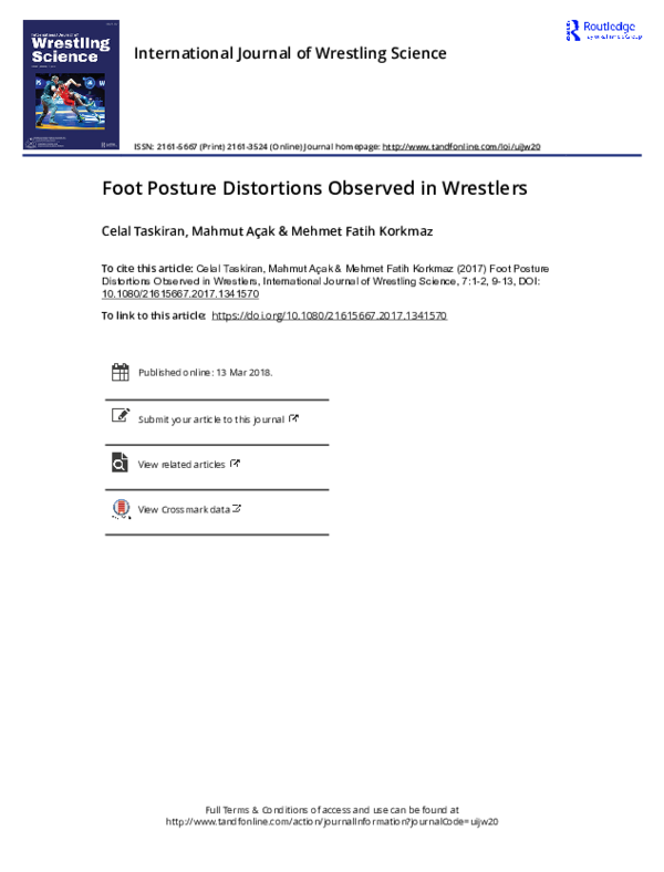 (PDF) Foot Posture Distortions Observed in Wrestlers