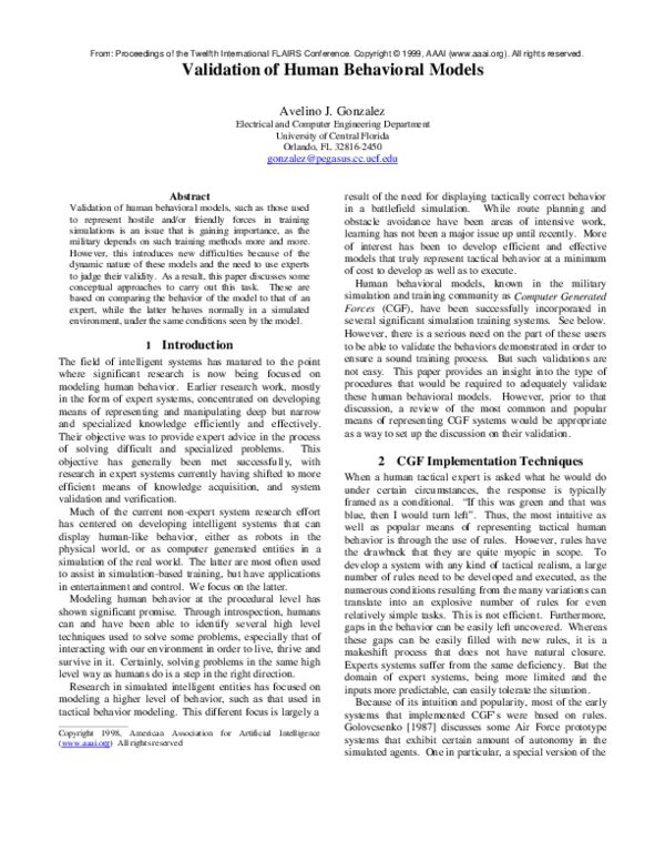 (PDF) Validation of Human Behavioral Models