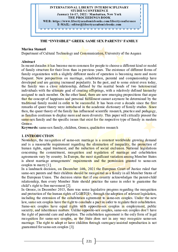 (PDF) THE "INVISIBLE" GREEK SAME SEX PARENTS' FAMILY
