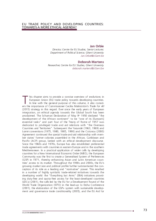 (PDF) EU trade policy and developing countries : towards a more ethical ...