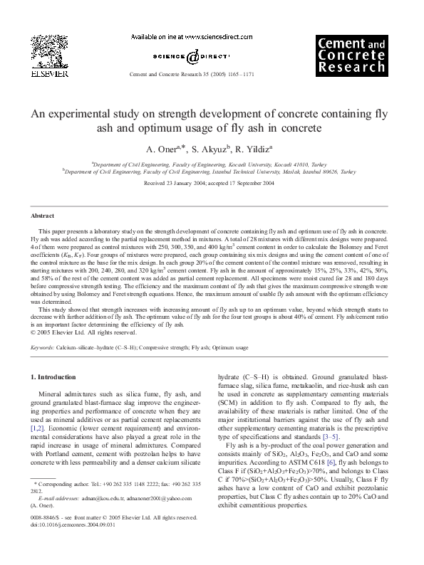 (PDF) An experimental study on strength development of concrete ...
