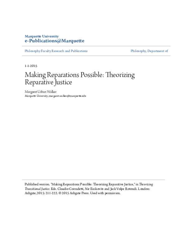 (PDF) Making Reparations Possible: Theorizing Reparative Justice