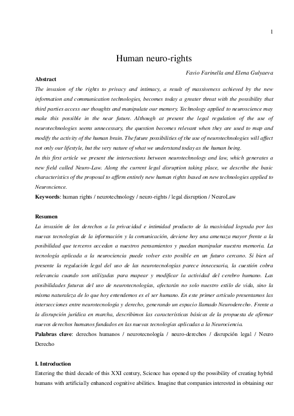 (PDF) Human neuro-rights