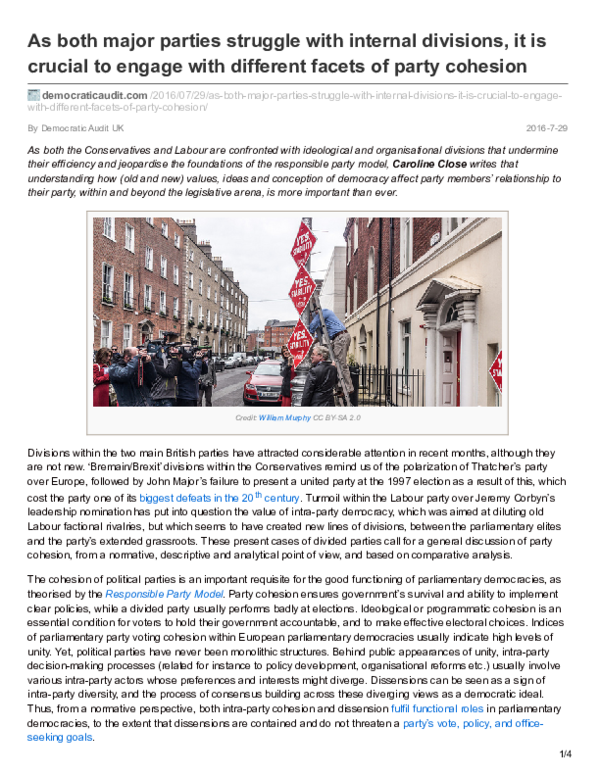 (PDF) As both major parties struggle with internal divisions, it is ...