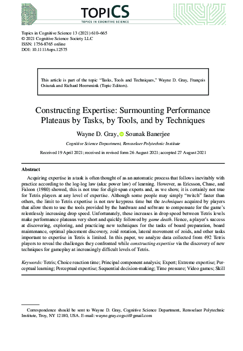 (PDF) Constructing Expertise: Surmounting Performance Plateaus by Tasks ...