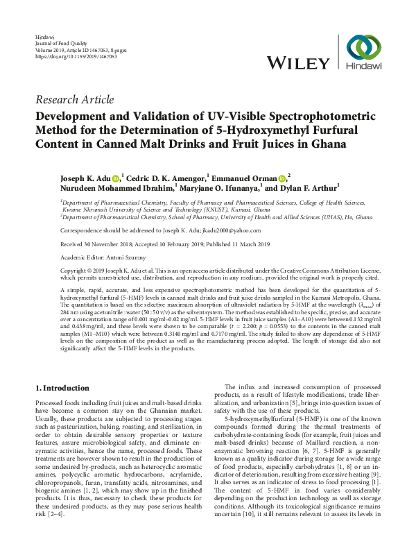 Pdf Development And Validation Of Uv Visible Spectrophotometric Method For Estimation Of