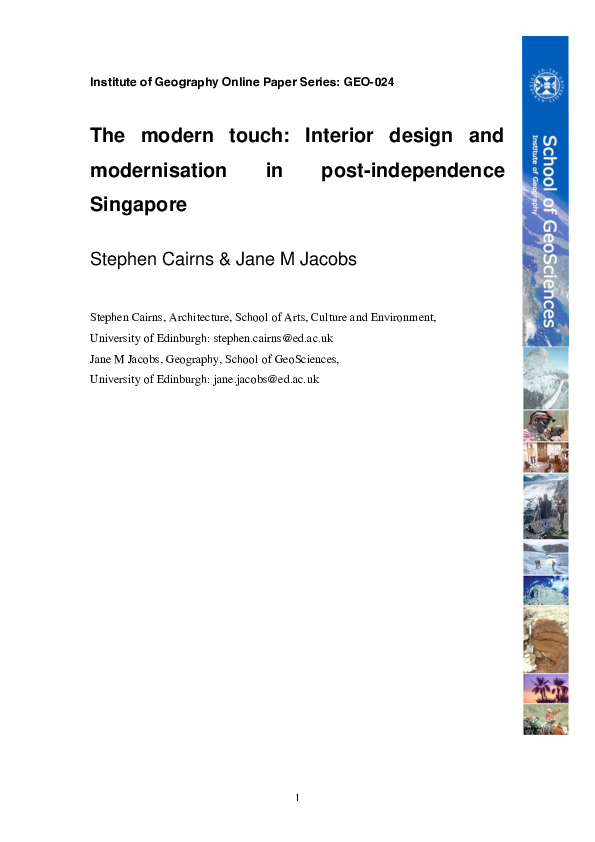 (PDF) Institute of Geography Online Paper Series: GEO-024 The modern ...