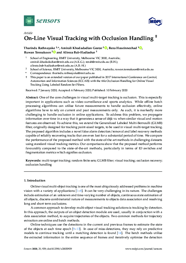 (PDF) On-Line Visual Tracking with Occlusion Handling