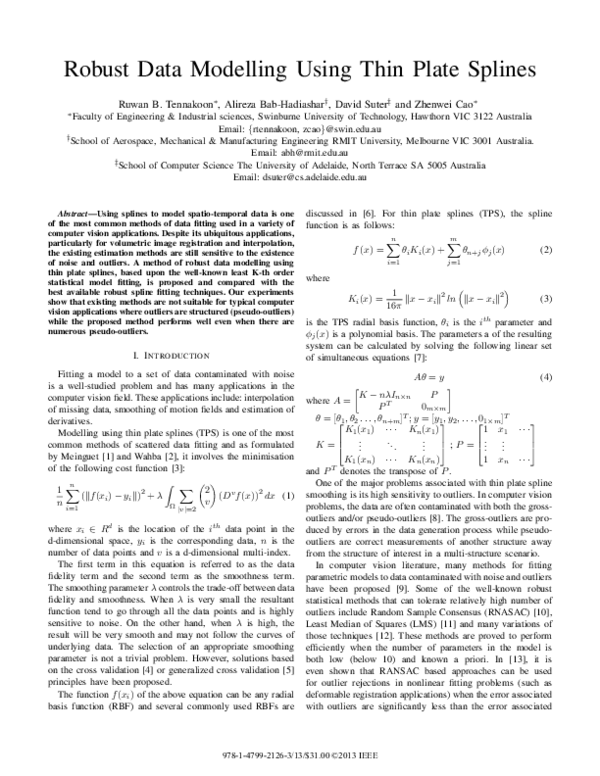 (PDF) Robust Data Modelling Using Thin Plate Splines