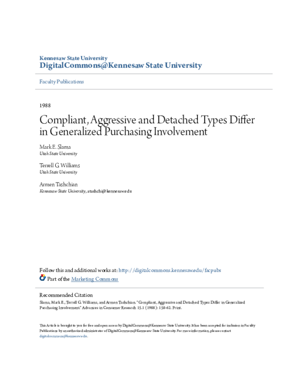 (PDF) Compliant, Aggressive and Detached Types Differ in Generalized ...