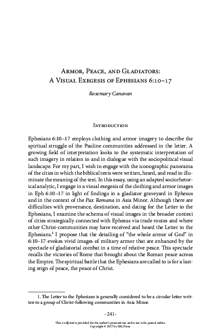 (PDF) Armor, Peace and Gladiators: A Visual Exegesis of Ephesians 6:10-17