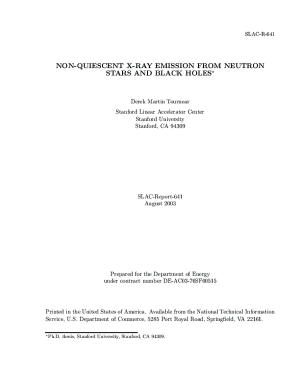 (PDF) Non-Quiescent X-Ray Emission from Neutron Stars and Black Holes