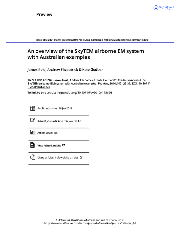 (PDF) An Overview of the SkyTEM Airborne EM System With Australian Examples