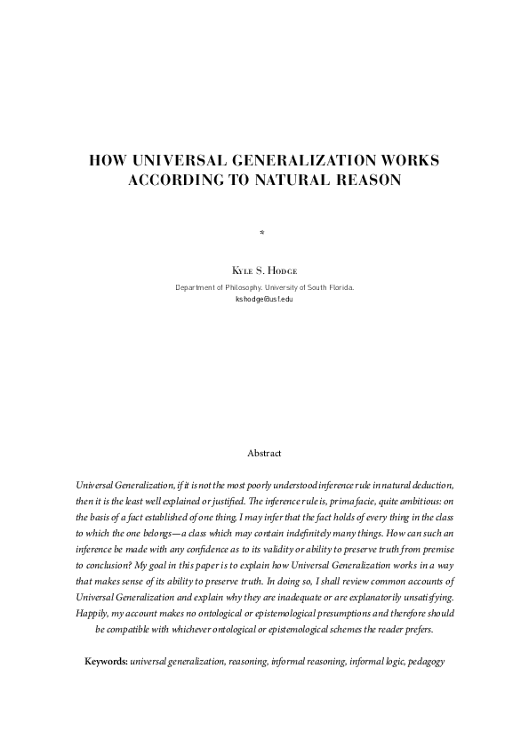 (PDF) How Universal Generalization Works According to Natural Reason