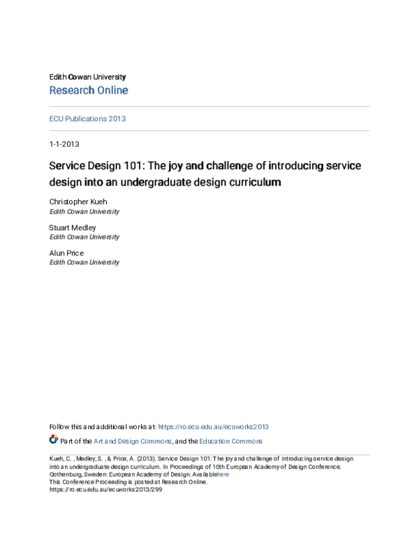 (PDF) Service Design 101: The joy and challenge of introducing service ...