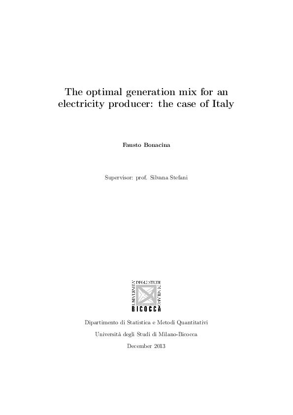 (PDF) The optimal generation mix for an electricity producer: the case ...