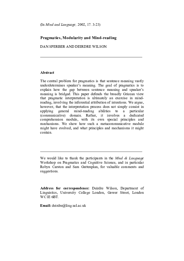 (PDF) We would like to thank the participants in the Mind & Language