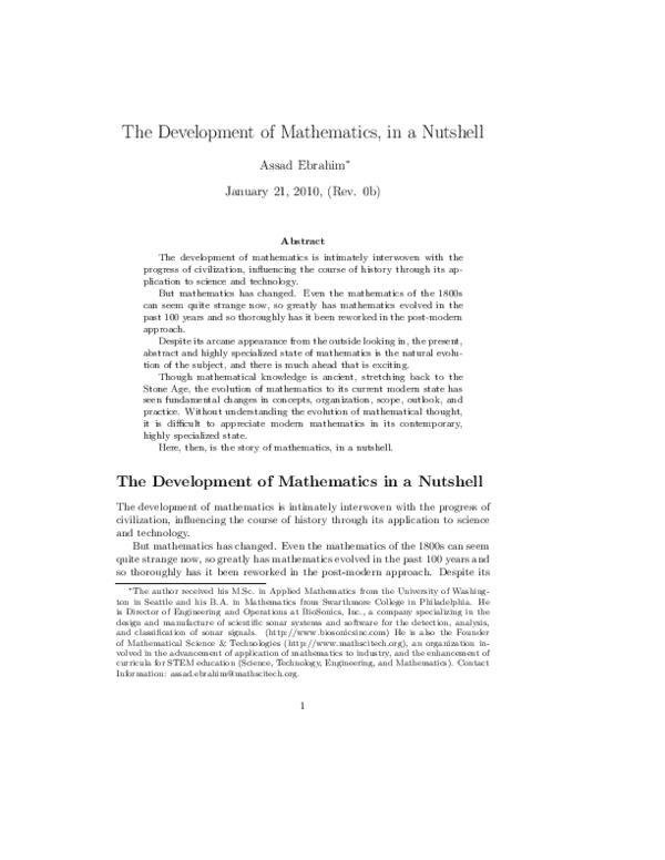 (PDF) The Development of Mathematics, in a Nutshell