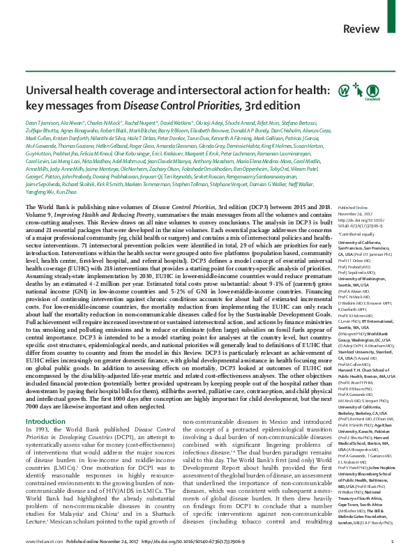 (PDF) Universal health coverage and intersectoral action for health ...