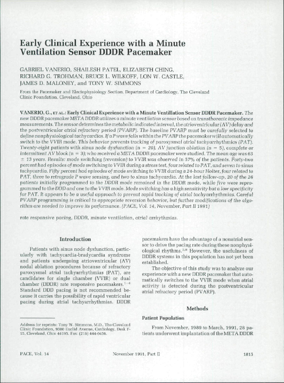 (PDF) Early clinical experience with a minute ventilation sensor DDDR ...