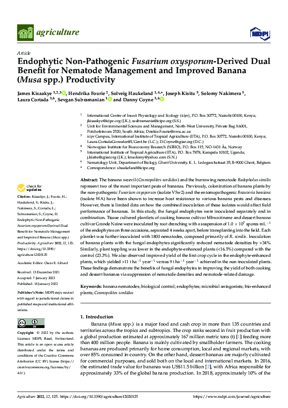 (PDF) Endophytic Non-Pathogenic Fusarium oxysporum-Derived Dual Benefit ...