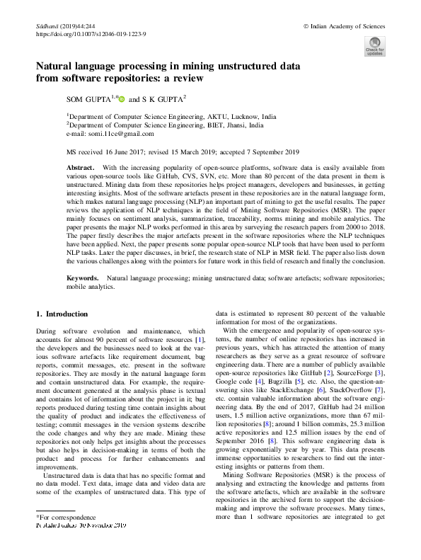 (PDF) Natural language processing in mining unstructured data from ...