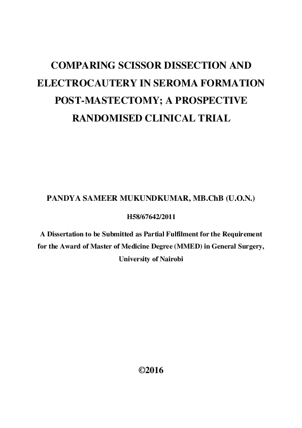 (PDF) Comparing scissor dissection and electrocautery in seroma ...