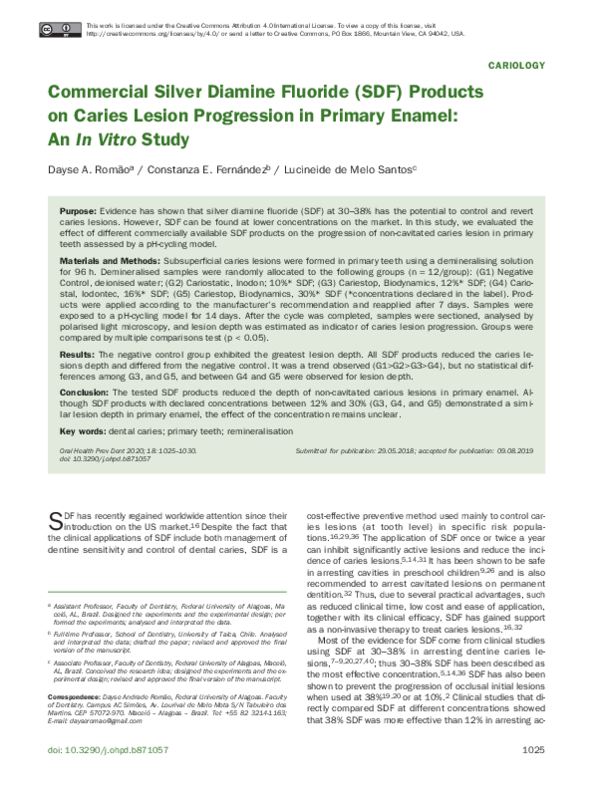 (PDF) Commercial Silver Diamine Fluoride (SDF) Products on Caries ...