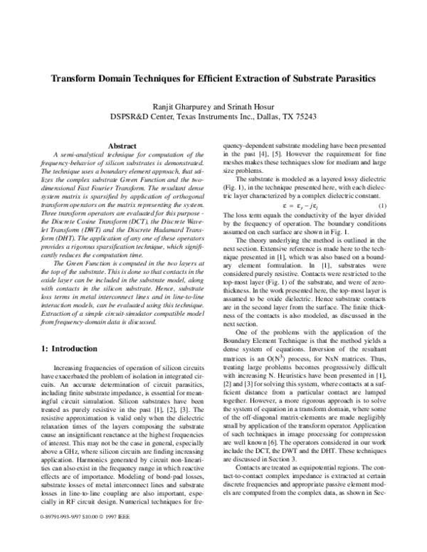 (PDF) Transform domain techniques for efficient extraction of substrate ...