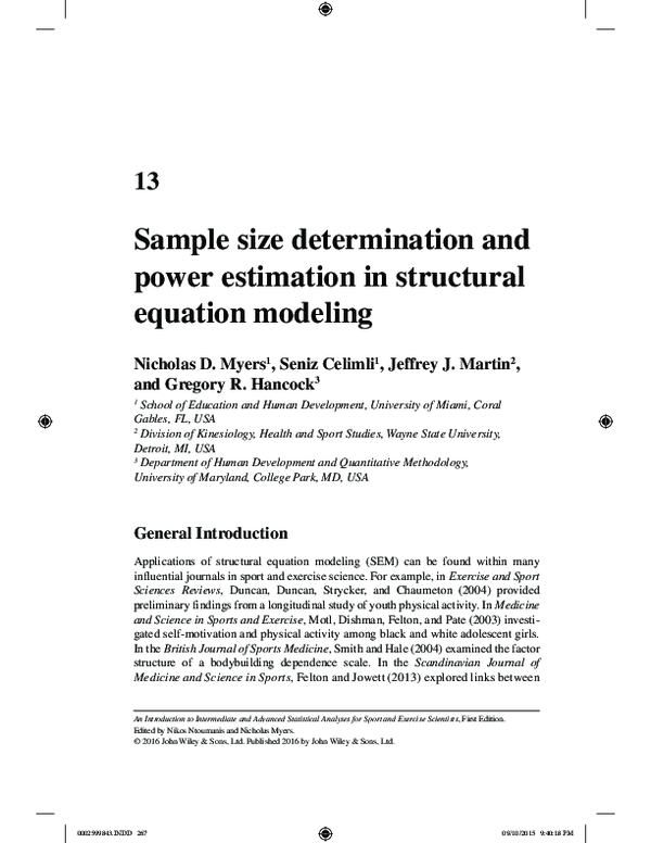 (PDF) Sample size determination and power estimation in structural ...