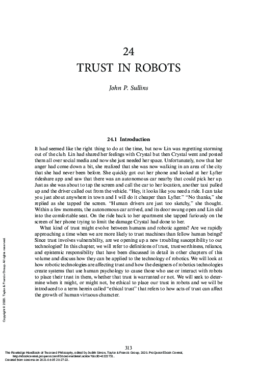 (PDF) Trust in Robots