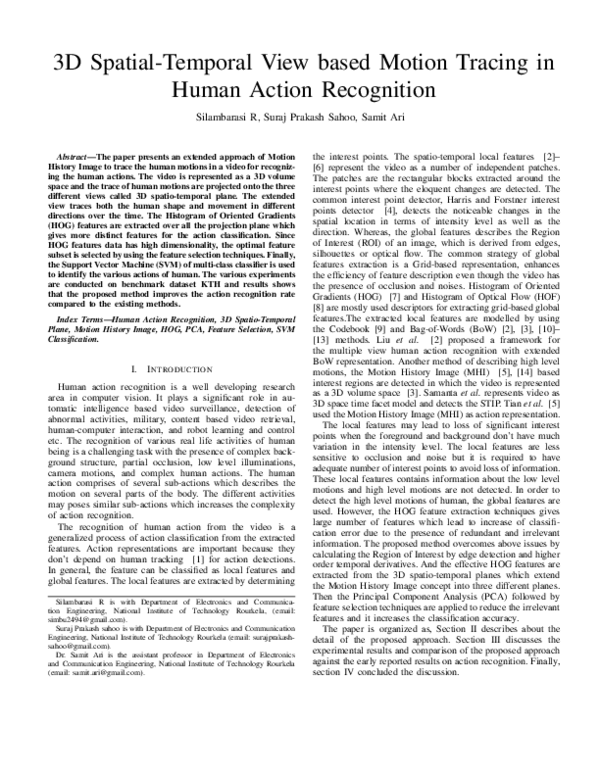 Pdf 3d Spatial Temporal View Based Motion Tracing In Human Action