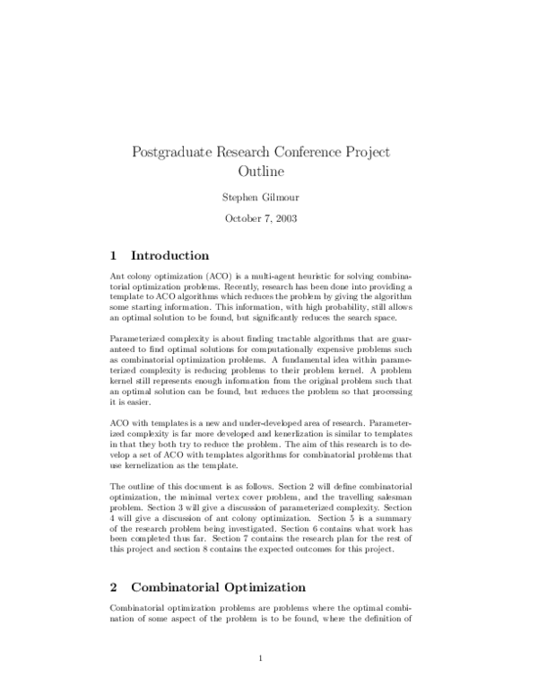 (PDF) Postgraduate Research Conference Project Outline