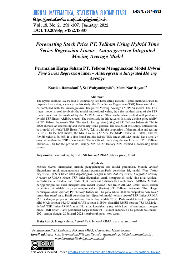 (PDF) Forecasting Stock Price PT. Telkom Using Hybrid Time Series Regression Linear ...