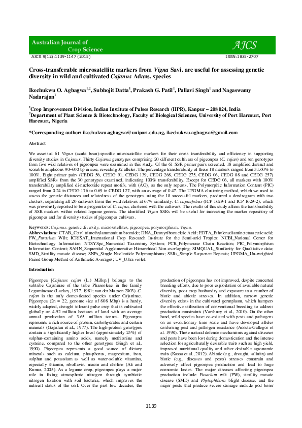 (PDF) Cross-transferable microsatellite markers from Vigna Savi. are ...