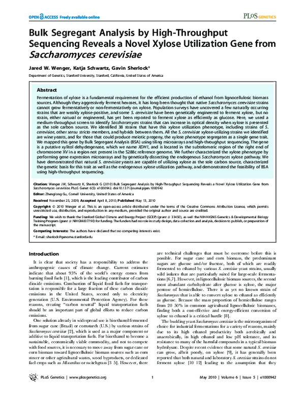 (PDF) Bulk segregant analysis by high-throughput sequencing reveals a ...