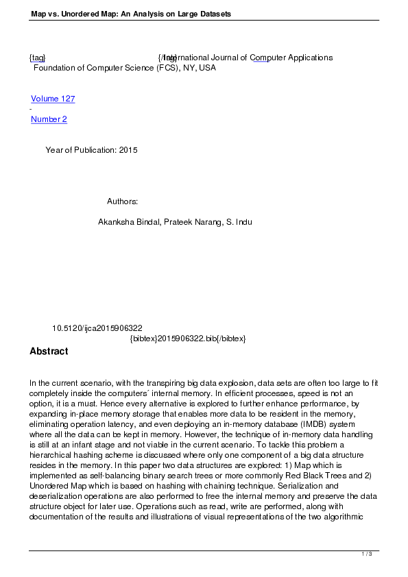 (PDF) Map vs. Unordered Map: An Analysis on Large Datasets