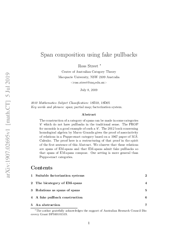 (PDF) Span composition using fake pullbacks