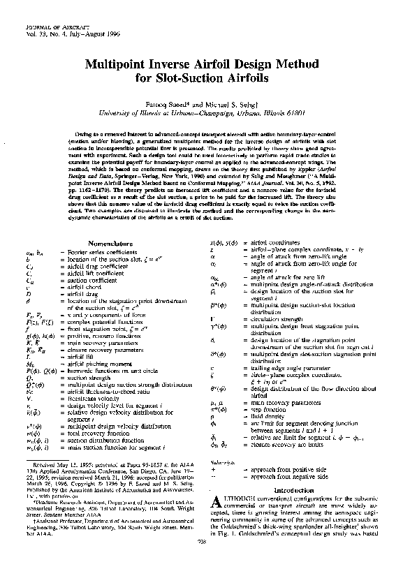 (PDF) Multipoint inverse airfoil design method for slot-suction airfoils