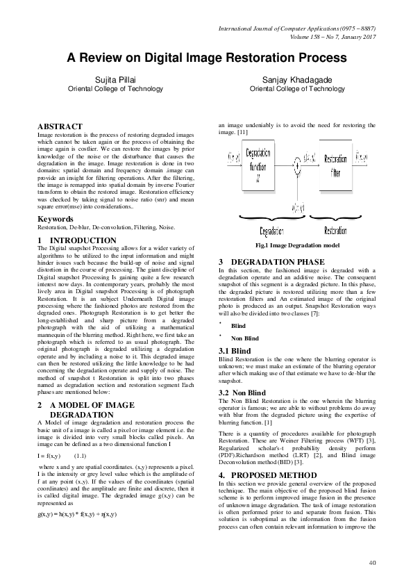 (PDF) A Review on Digital Image Restoration Process