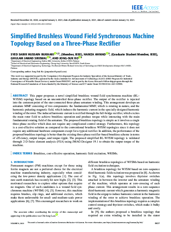 (PDF) Simplified Brushless Wound Field Synchronous Machine Topology ...